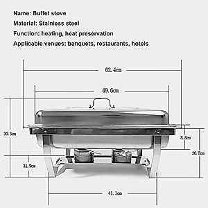 AXNI Hot Pot Buffet Set, Stainless Steel Catering Food Warmer, Foldable/Easy to Clean, Rectangular Food Warmer for Party Buffet,2Gitter