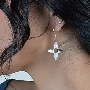 TSKIES Turquoise Skies Enchantment: Sterling Silver Zia Dangle Earrings