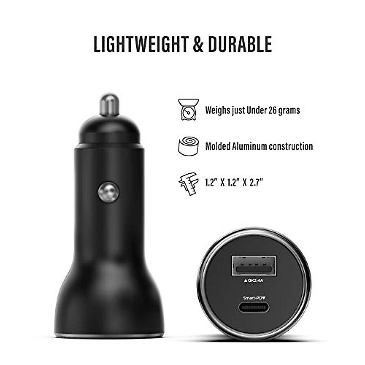 PD Compatible with iPhone 12/13/14 Car Charger - Apple Certified USB C to Lightning Cable (Ultra-Fast Charging) Dual Port Vehicle Adapter for iPhone XR, Xs,11, 12, 13 Pro Max (30W)