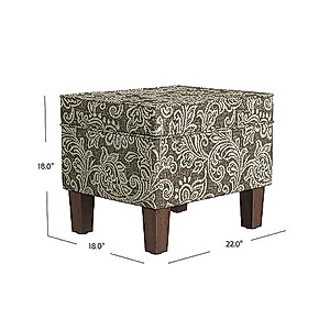 HomePop Home Decor |K7646-A880| Upholstered Modern Rectangular Storage Ottoman | Hinged Lid Ottoman with Storage for Living Room & Bedroom, Brown Jacobean Print