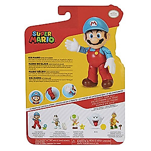 Super Mario Action Figure 4 Inch Ice Mario Collectible Toy with Ice Flower Accessory