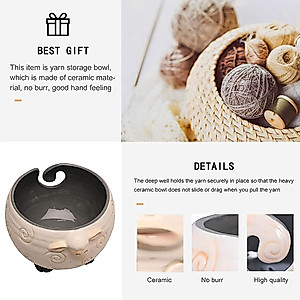 Sheep Ceramic Yarn Bowl Large Knitting Bowl, 6.7 x 4.7 Inches, Handmade Yarn Holder for Crocheting, Ball of Yarn for Tangle-Free, Holder for Crochet, Portable Decorative Knitting Bowl