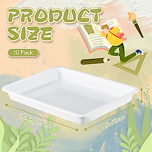 10 Pack Plastic Art Trays,Activity Crafts Tray,Organizer Tray,Serving Tray for Home,School,Kids,DIY Projects,Painting,Beads (White)