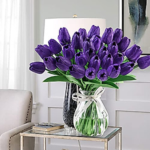 Starryle 10pcs Artificial Tulips Real Touch Fake Flowers for Decoration PU Faux Tulips for Home Bathroom Bedroom Office Table Wedding Bouquet Centerpiece Floral Arrangement Décor