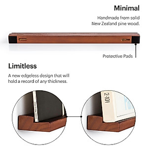 MÖNKE Vinyl Record Wall Mount - an Elegant Display Ledge Made from Solid Wood - This Vinyl Record Shelf Will Hold Records of Any Size (Brown)