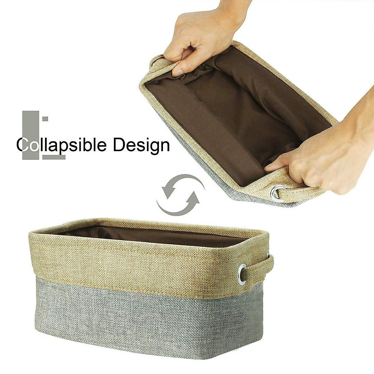 uxcell Collapsible Fabric Storage Basket Bins with Dual Handles, Foldable Toy Bins for Laundry Clothes Storage, Home Organizer for Bedroom Office Closet Shelves Gray Small