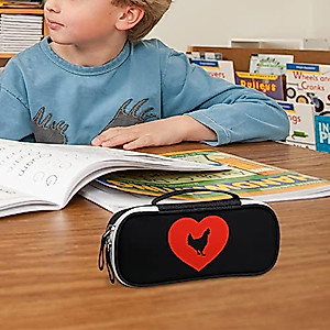 Love Cock Printed Pencil Case Bag Stationery Pouch with Handle Portable Makeup Bag Desk Organizer