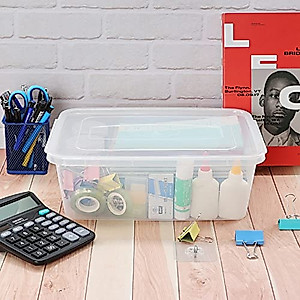 Pekky 6.5 Quart Clear Storage Bin, Plastic Latching Box with Lid, 4 Packs