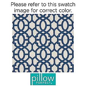 Pillow Perfect Trellis Outdoor 1 Piece Chair Cushion, Deep Seat, Weather, and Fade Resistant, Square Corner - 36.5" x 18", Blue/Ivory Nunu Geo, 1 Count