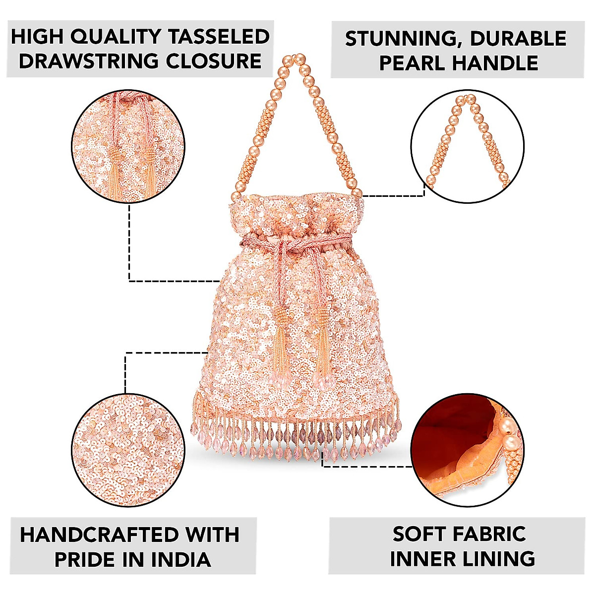 Aheli Indian Potli Bags for Women Evening Bag Clutch Ethnic Bride Purse with Drawstring (P15PCH)