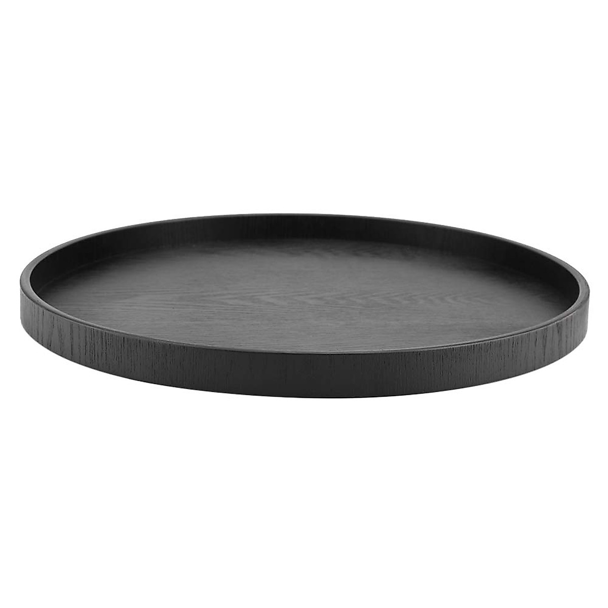 Modern Serving Tray,Round Leather Tray for Coffee Table,Round Serving Tray,Round Tray Round Shape Solid Wood Tea Coffee Snack Food Meals Serving Tray Plate Restaurant Trays(Black)