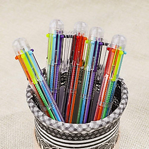 JPSOR 28 Pack Multicolor Ballpoint Pens 0.5mm 6-in-1, Fun Pens for Kids Party Favors, Back to School, Retractable Ballpoint Rainbow Pens Color Pens for Office School Supplies Students Gift
