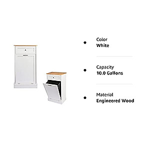 TOLEAD Tilt Out Trash Cabinet Free Standing 10 Gallon Recycling Trash Can Cabinet for Farmhouse Kitchen,Living Room, Dining Room, White