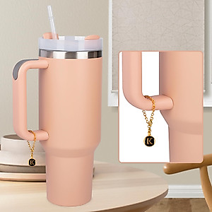 2Pcs Letter K Charms Accessories for Stanley Simple Modern Cup Name id Plate Initial Letter Handle Personalized Charm For Stanley Tumbler Water Cup Handle Identification Letter Charm White Black