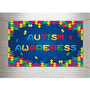 Autism Awareness Backdrop Banner April Puzzle Piece Support Party Photography Background Wall Hanging Decoration