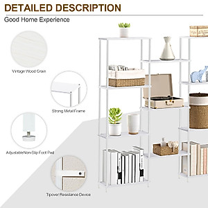 MOOACE 4 Tier Bookshelf, Industrial Style Bookcases with 11 Open Display Shelves, Open Large Storage Bookshelves Shelving with Anti-Falling Device for Bedroom,Living Room, Office Display Cabinet White