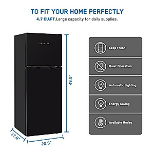 Frestec 4.7 CU' Refrigerator, Black (FR 472 BK) & Farberware Countertop Microwave 700 Watts, 0.7 cu ft - Microwave Oven With LED Lighting and Child Lock, Retro Black
