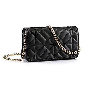 Ayliss Mini Women Crossbody Handbag Shoulder Handbags Evening Clutch Cellphone Wallet Purse PU Leather Bag with Chain (Black, Mini)