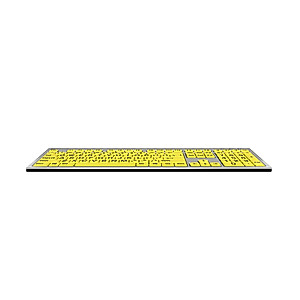 Logickeyboard 'Slimline' with Large Print • Black Letters on Yellow Keys • Made for Windows PC • Including LogicLight Lamp • p/n LKBU-LPRNTBY-AJPU-US
