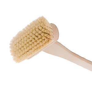 Redecker Tampico Fiber Bathtub Brush with Untreated Beechwood Handle, 100% Made in Germany, 10-5/8 inches, Angled Design, Natural Bristles are Heat-Resistant and Retain Shape, Hanging Loop for Storage