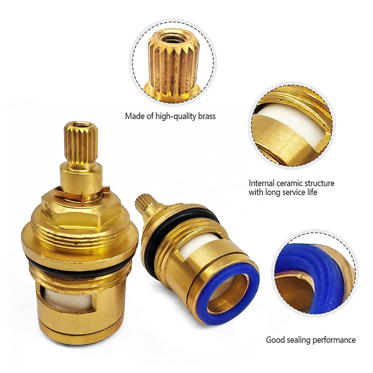 Meyffon 1000187 1000188 Faucet Cartridge Compatible with Kohler Bath Faucet 3/4 Inch Ceramic Valve Cold and Hot Cartridge Counterclockwise Close and Clockwise Close