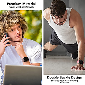 6 Pack Sport Bands Compatible with Apple Watch Band 38mm 40mm 41mm 42mm 44mm 45mm 49mm,Soft Silicone Waterproof Strap for iWatch Ultra2 Series 9 Ultra 8 7 6 5 4 3 2 1 SE Women Men (Black/White/Pink