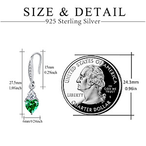 Birthstone Earrings Sterling Silver Cz Drop with Heart Birthstone Dangle Birthstone Jewelry Gifts for Women Mother's Day Hypoallergenic