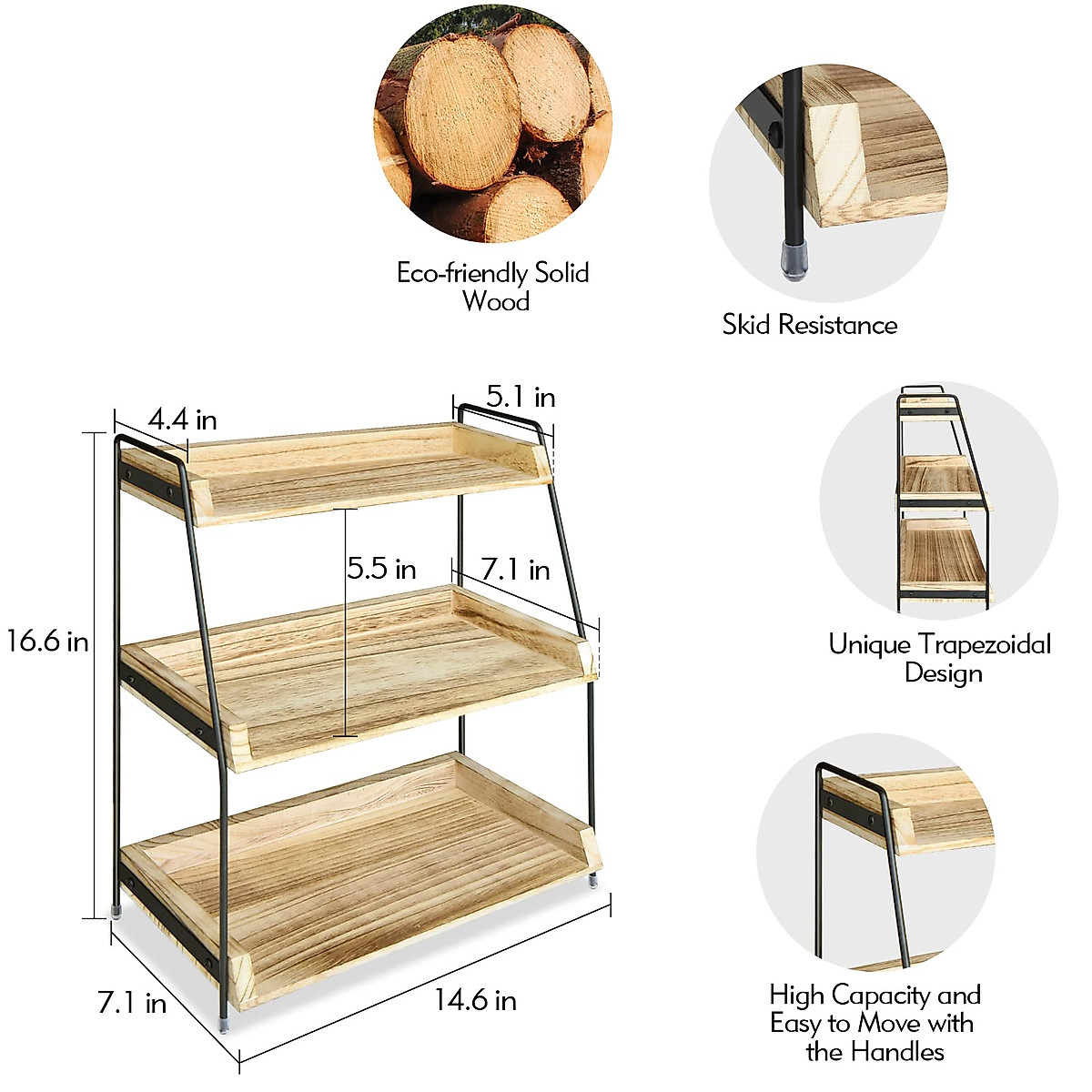 Megsooul Coffee Station Organizer,Coffee Bar Accessories and Organizer Countertop, Bathroom & Kitchen Countertop Organizer Storage, 3 Tier Countertop Shelf for Bathroom, Kitchen, Coffee Bar,Office