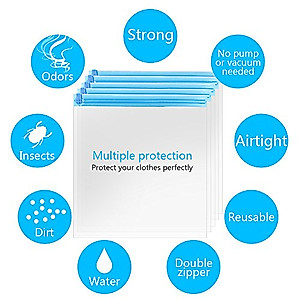 10Pack Travel Space Saver Bags (4 x S, 3 x L, 3 xL) , Reusable KFYM Vacuum Travel Storage Bag, Saves 75% of Storage Space , Roll-Up Compression, No Need For Vacuum Machine Or Pump