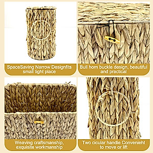 Large Toilet Paper Storage with Lid and Handle, Water Hyacinth Toilet Paper Basket Bathroom Organizer,Large Capacity Toilet Paper Holder for up to 9 Rolls, Dust-Proof Bathroom Accessories Organizer