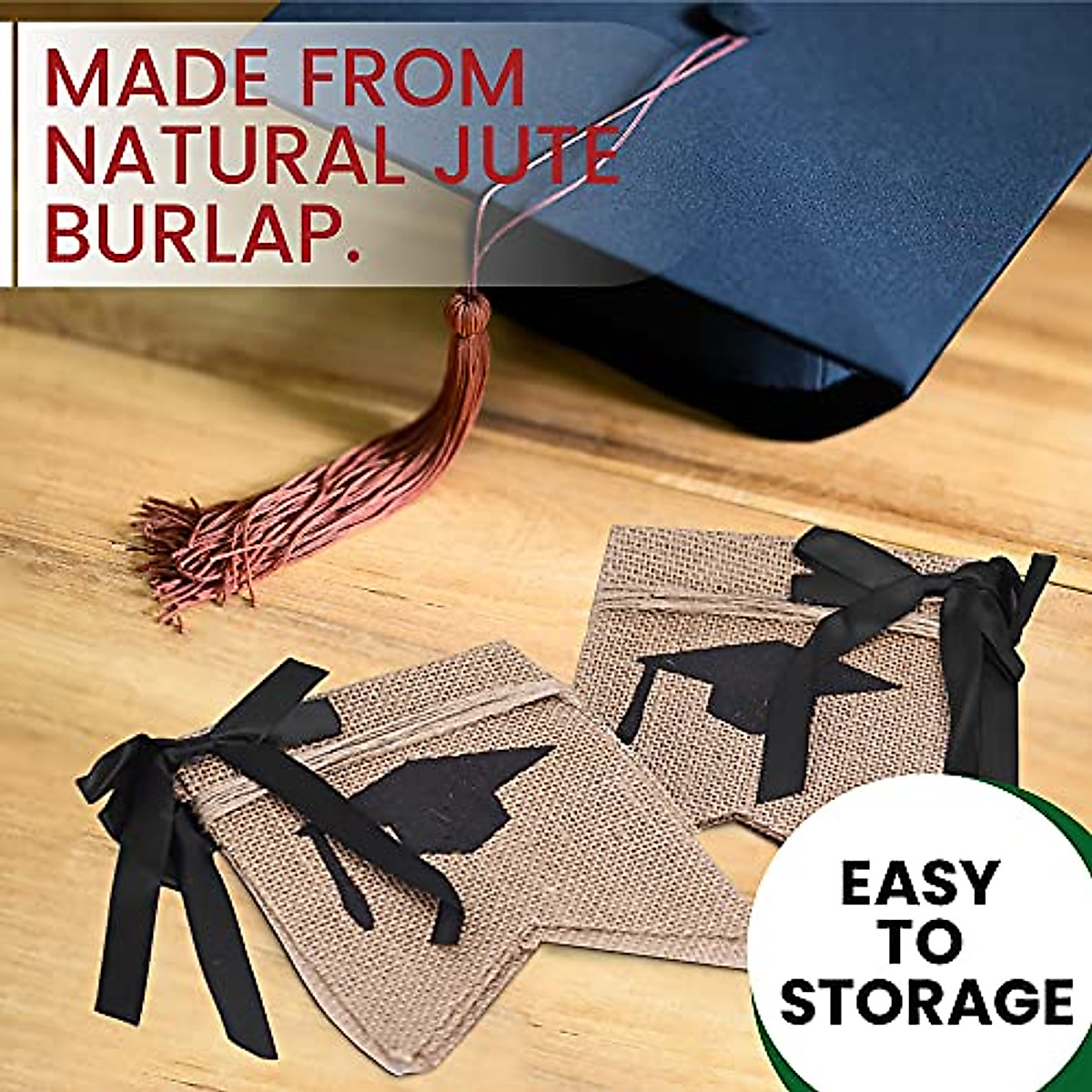 Mandala Crafts Burlap Congrats Grad Banner for Graduation Decorations - Congrats Graduation Banner for Graduation Party Decorations - Graduation Garland Bunting Hanging Flag Sign