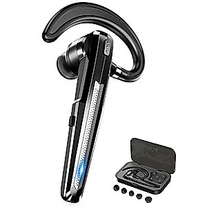 TIANLI Bluetooth Headset V5.0, Bluetooth Earpiece with CVC8.0 Active Noise Canceling Dual Microphones for Computer and Cell Phone, Hands-Free Bluetooth Earphone for Driving/Office/Business, Black