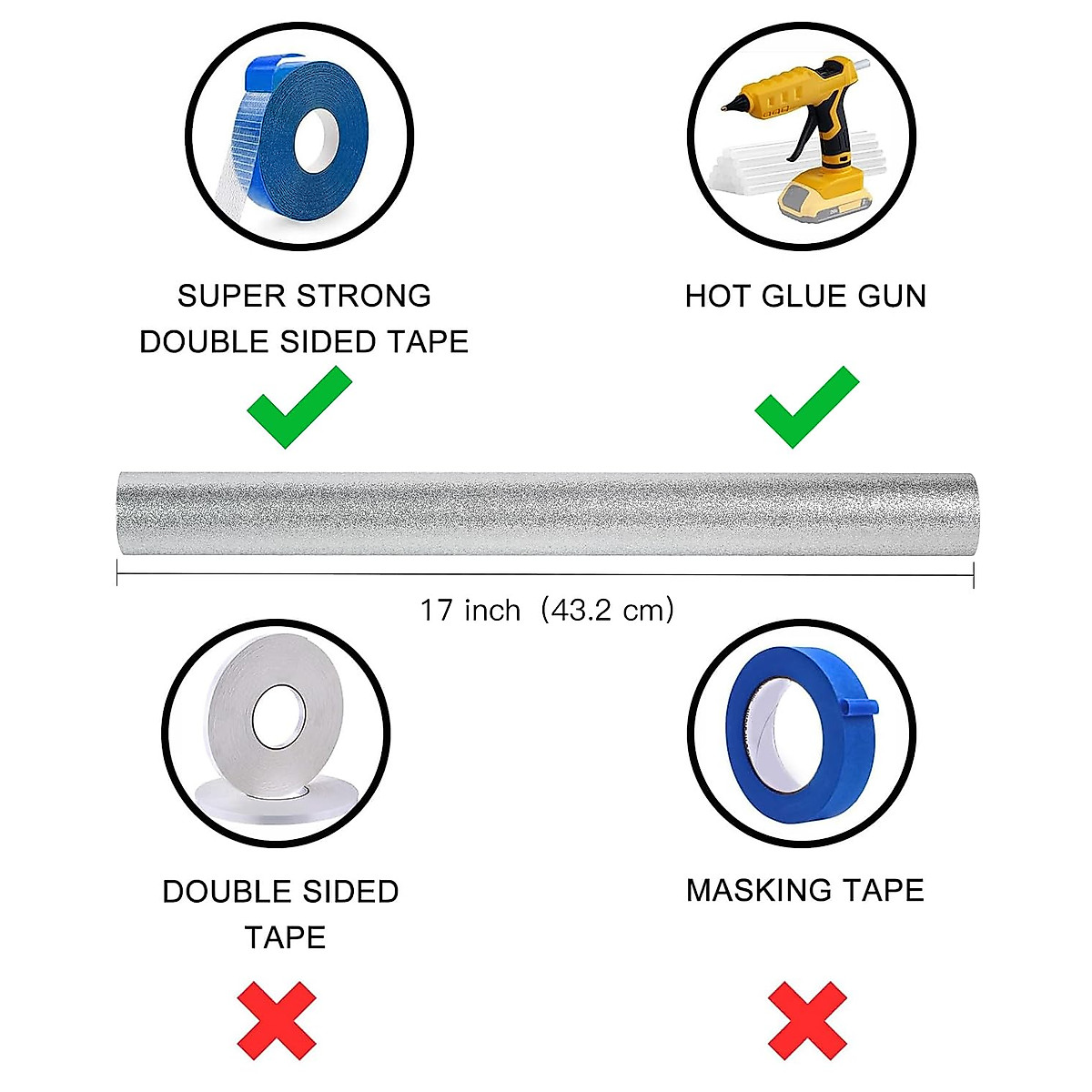 RUSPEPA Glitter Wrapping Paper - Mini Roll - Solid Color Glitter Sparkle Paper Perfect for Wedding, Birthday, Baby Shower, Party - 17 Inch X 32.8 Feet - Silver