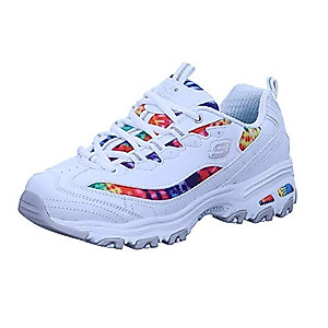 Skechers Women's D'Lites-Summer Fiesta Sneaker, White Multi, 5 M US
