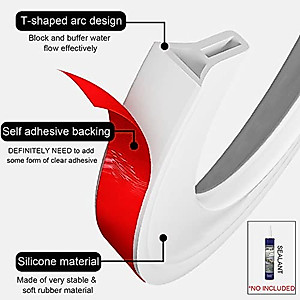39 Inch Shower Dam Water Stopper, Collapsible Corner Water Strip Dam, Threshold Water Dam Barrier, Silicone Bathroom Water Blocker and Retention System
