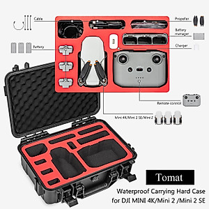 Tomat Mini 4K Case Waterproof Hard Carrying Case for DJI MINI 4K/Mini 2 /Mini 2 SE Fly More Combo Accessories