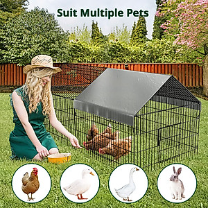PawGiant Chicken Coop 86"×40" Chicken Run Pen for Yard with Cover Outdoor Metal Portable Chicken Tractor Cage Enclosure Crate Outside for Small Animals Duck Rabbit Hen