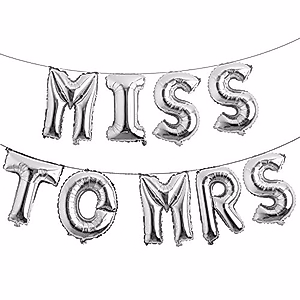 16 inch Multicolor Miss to MRS Balloons Banner Foil Letters Mylar Balloons for Bachelorette Party, Wedding, Bridal Shower Cannot Float (Silver)