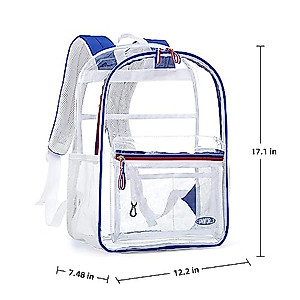 Conworld Clear Backpack, Heavy Duty PVC Transparent Backpack, See Through Backpack for School Work Sports