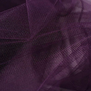 BalsaCircle 54-Inch x 120 feet Eggplant Purple Large Net Tulle Fabric by The Bolt - Wedding Party Decorations Sewing DIY Crafts