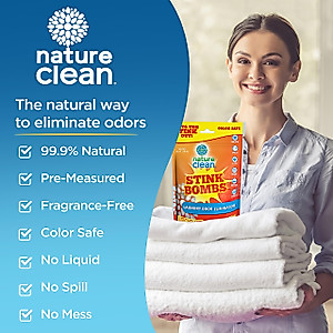 Nature Clean Stink Bomb Odor Remover Pacs for Laundry, 10 Count