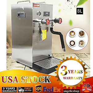 RANZHIX Espresso Machine 110V Electric Automatic Steam Boiling Water Frothing Machine LED Display Commercial Heat Water Coffee Milk Tea Frother Foam Machine (Stainless Steel)