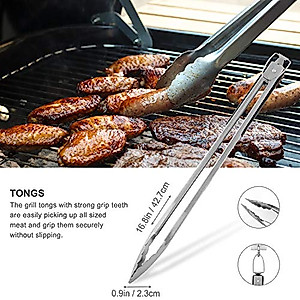Grilljoy 6PCS Heavy Duty BBQ Grill Tools Set Perfect Ash Rake for Coal Grill Cleaning