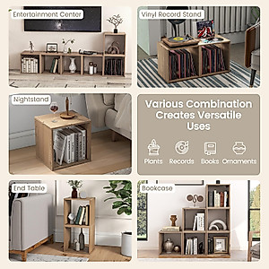 IFANNY 2 Stackable Bookshelf Cubes, Cubical Storage Organizer with 2 Removable Open Shelves, Small Book Shelves for Small Spaces, Cube Book Shelf for Bedroom, Living Room, Home Office