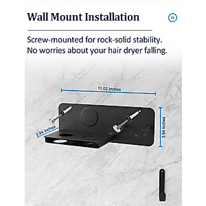 Hair Dryer Holder Wall Mount for Dyson Supersonic Airwrap Hair Dryer, Metal Blow Dryer Stand Attachments Storage for Bathroom and Salon, Black
