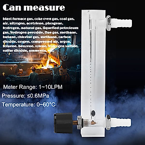 Gas Flowmeter, Flowmeter 1-10LPM Meter with Control Valve for Oxygen Air Gas