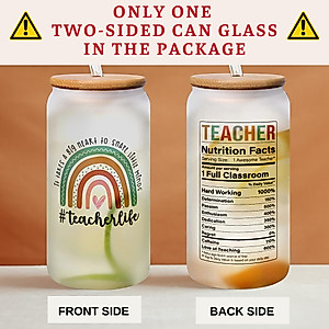 Teacher Appreciation Gifts - Teacher Gifts for Women - Thank You Teacher Gifts, Teachers Appreciation Gifts - Teacher Birthday Gifts, Back To School Gifts, Teacher Retirement Gifts - 16 Oz Can Glass
