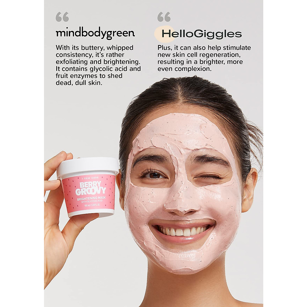 I DEW CARE Wash-Off Face Mask - Berry Groovy | Illuminate with Glycolic Acid and Raspberry, For Dry Skin, 3.38 Oz