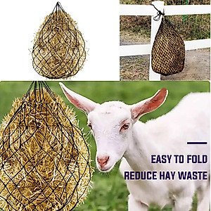 4 Pcs Hay Bags for Horses: 42 inch Long Slow Feed Hay Net for Horses - 2 * 2 inch Holes Mess with Nylon Rope Hanging (Black)