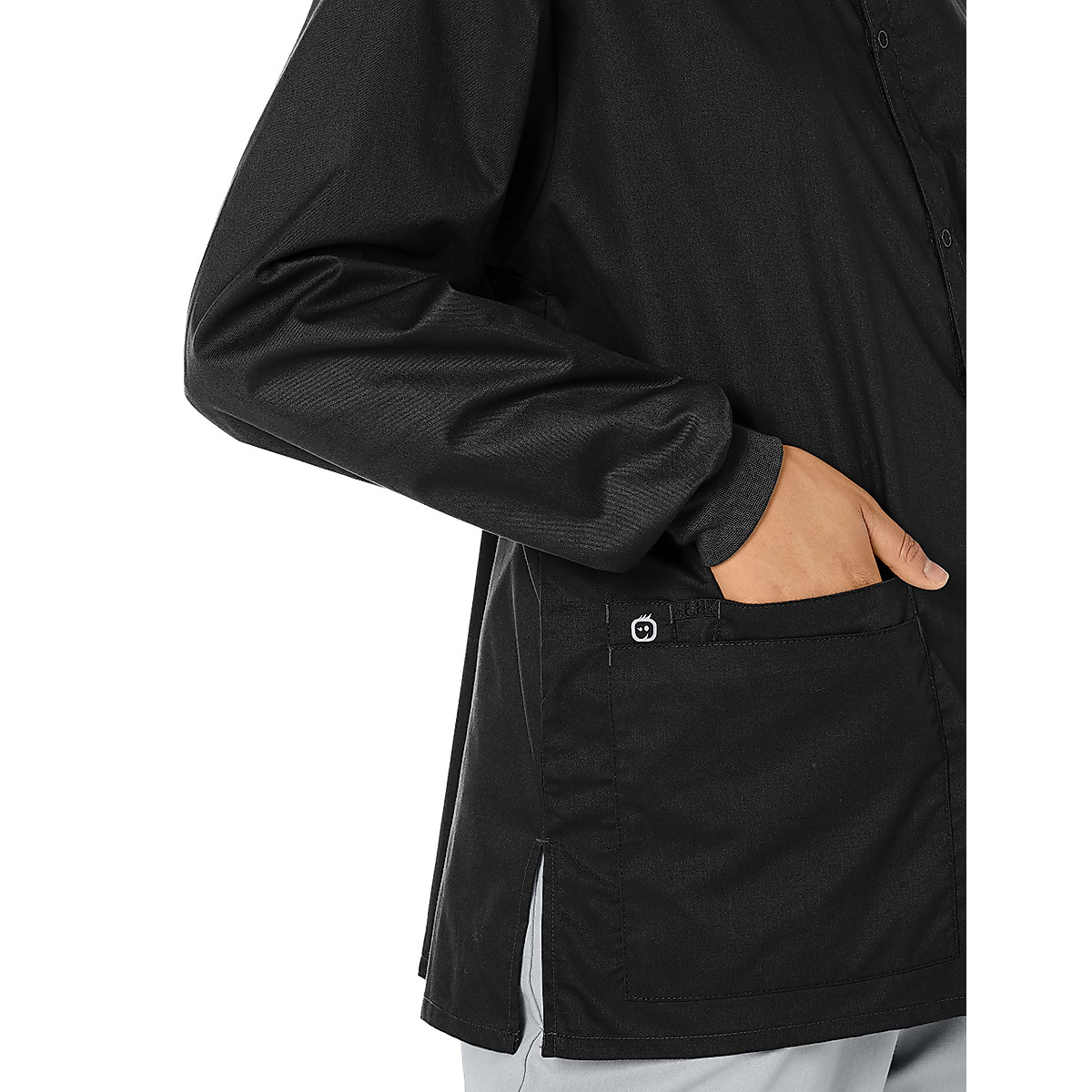 WonderWink Plus-Size Snap Front Jacket Outerwear, Black, 3X-Large